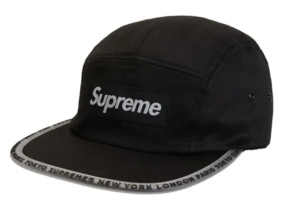 Supreme Worldwide Visor Tape Camp Cap - Black