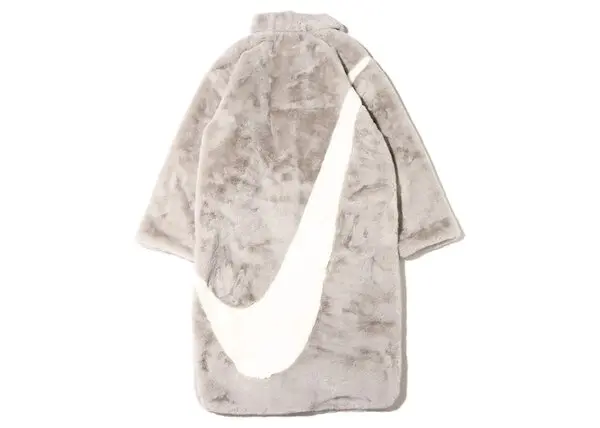 Nike Faux Fur Long Jacket - Light Bone