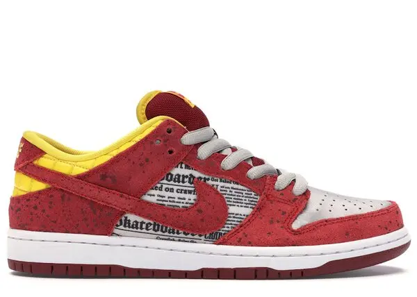 Nike Dunk Low Rukus Crawfish Sneakers - Action Red/metallic Silver/tour Yellow