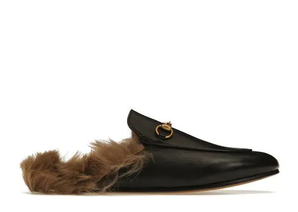 Gucci Princetown Leather Slipper - Black/beige/gold