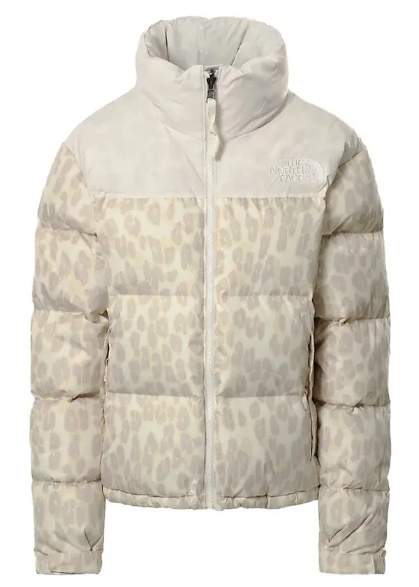 The North Face 1996 Printed Retro Nuptse 700 Fill Packable Jacket - Silver Grey Leopard Print/gardenia White