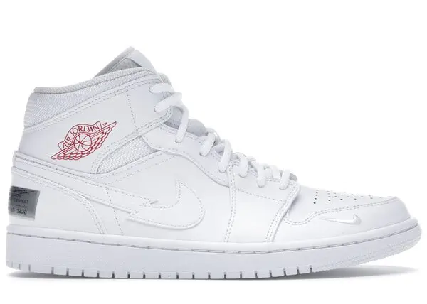 JORDAN 1 Mid Se Nike Swoosh On Tour Sneakers - White/gym Red