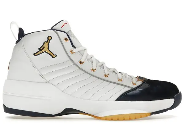 JORDAN 19 Og Se Olympic Sneakers - White/metallic Gold/midnight Navy Blue