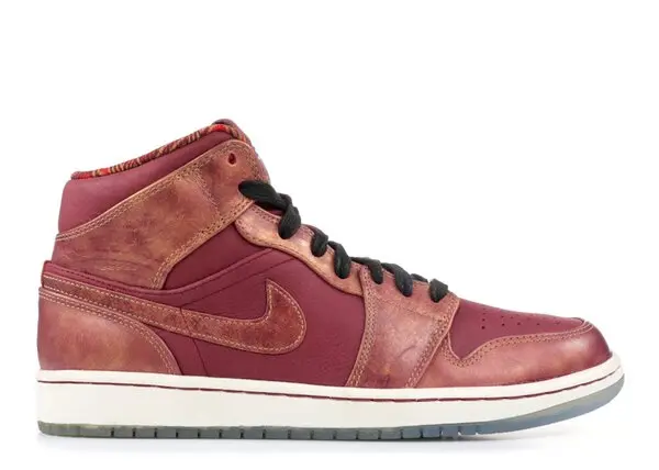 JORDAN 1 Mid Retro Bhm Sneakers - Deep Garnet/metallic Gold