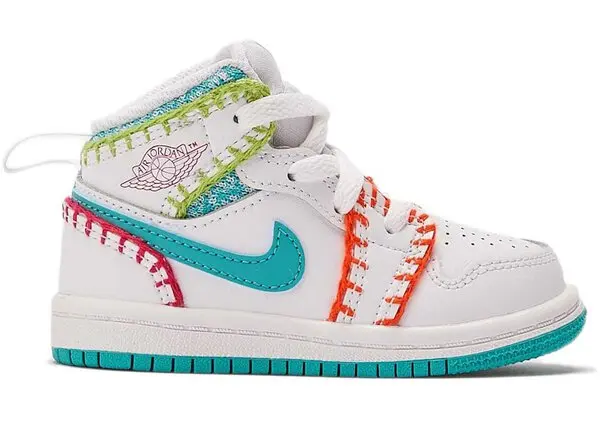 JORDAN 1 Mid Se Sneakers - White/washed Teal/rush Pink