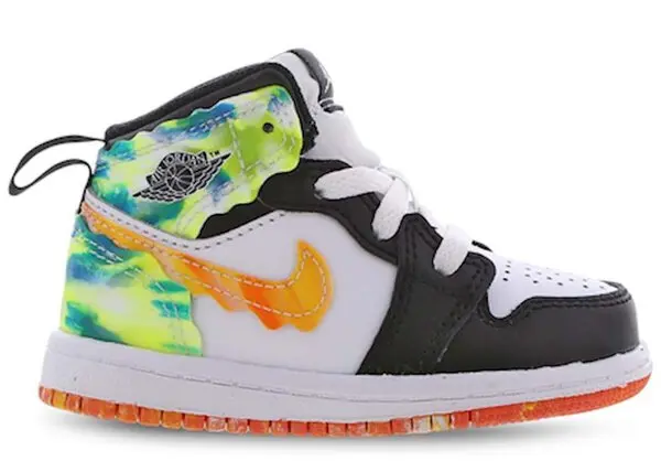 JORDAN 1 Mid Se Wavy Sneakers - Black/white/team Orange