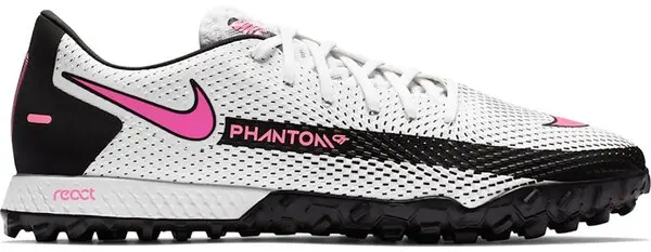 Nike React Phantom Gt Pro Tf Sneaker - White/black/pink Blast