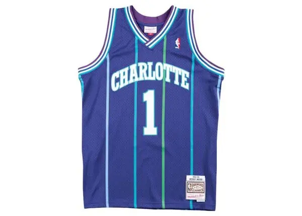 Mitchell & Ness Charlotte Hornets 1994-95 Muggsy Bogues Swingman Jersey By - Purple