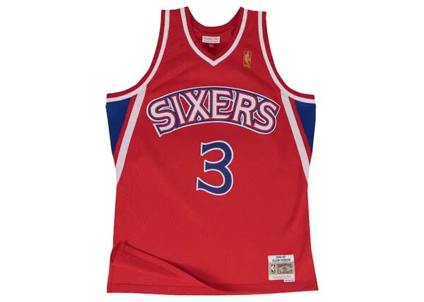 Mitchell & Ness Philadelphia 76ers Road 1996-97 Allen Iverson Swingman Jersey - Scarelet Red
