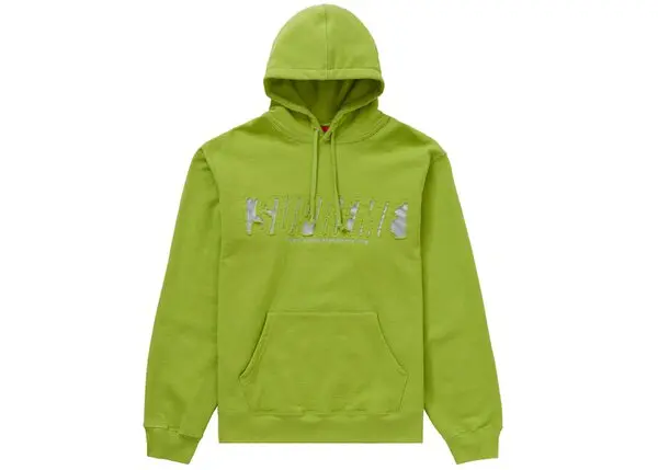 Supreme Reflective Cutout Hooded Sweatshirt - Lime
