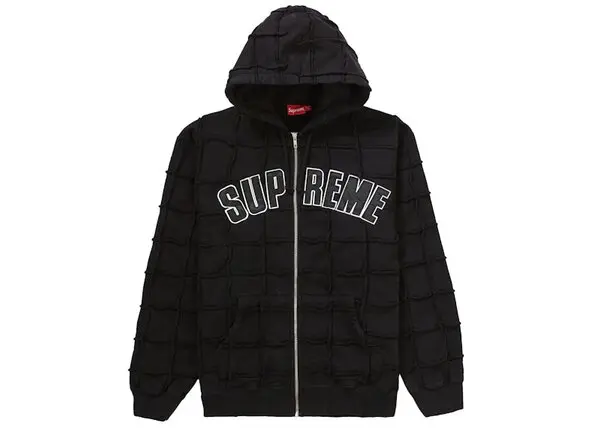 Supreme Reverse Patchwork Zip Up Hooded Sweatshirt - Black