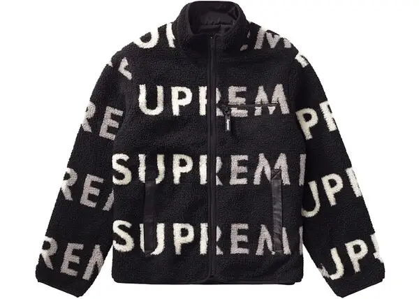 Supreme Reversible Logo Fleece Jacket - Black