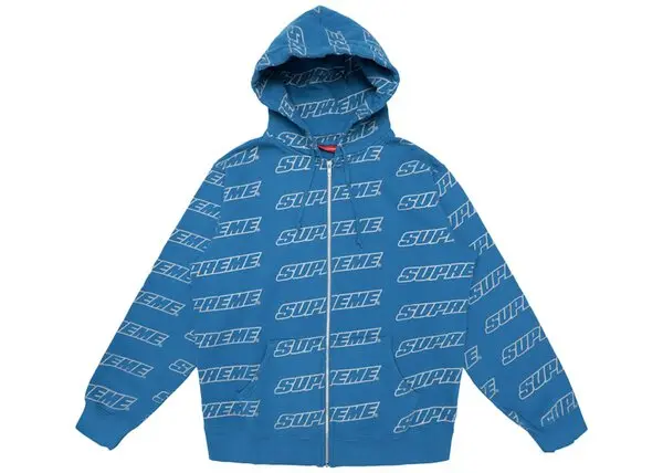 Supreme Repeat Zip Up Hooded Sweatshirt - Dark Aqua