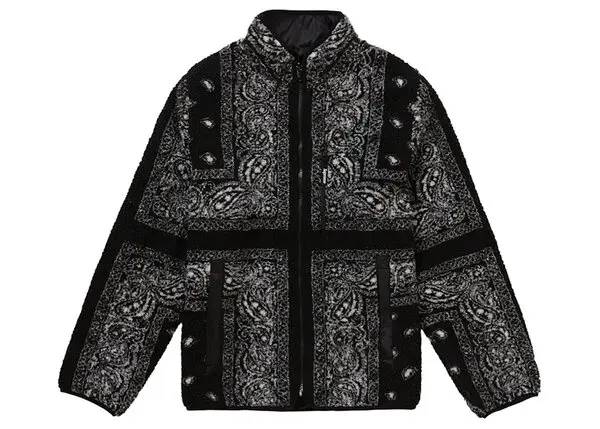 Supreme Reversible Bandana Fleece Jacket - Black