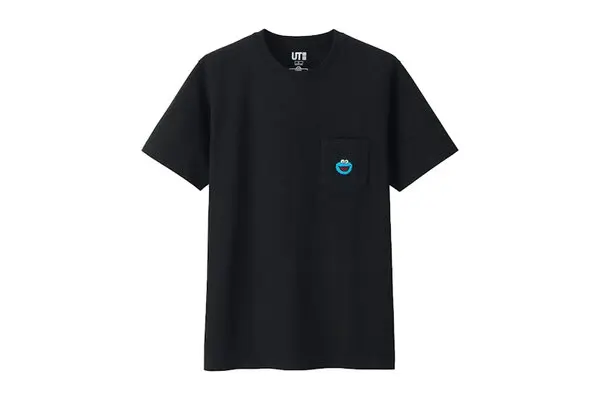 KAWS X Uniqlo X Sesame Street Cookie Monster Pocket T-shirt - Black