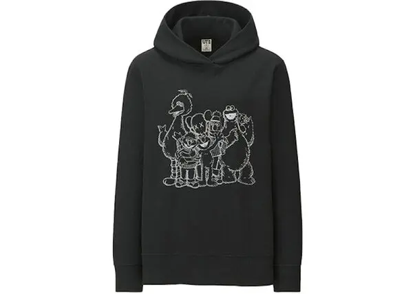 KAWS X Uniqlo X Sesame Street Group #2 Outline Hoodie - Black