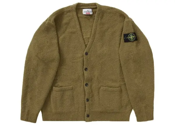 Supreme Stone Island Bouclé Cardigan - Olive