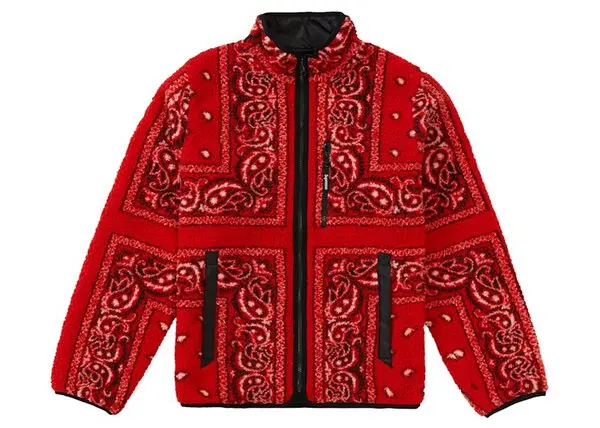 Supreme Reversible Bandana Fleece Jacket - Red