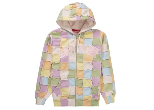 Supreme Reverse Patchwork Zip Up Hooded Sweatshirt - Multicolor