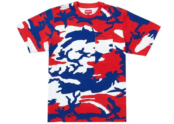 Supreme Short Sleeve Pocket Tee Shirt - Red Camo