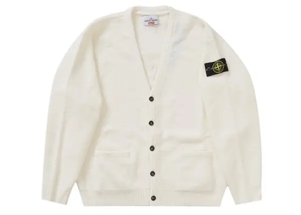 Supreme Stone Island Bouclé Cardigan - White