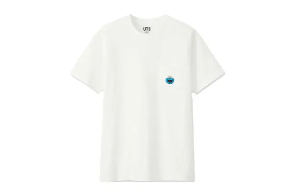 KAWS X Uniqlo X Sesame Street Cookie Monster Pocket Tee - White
