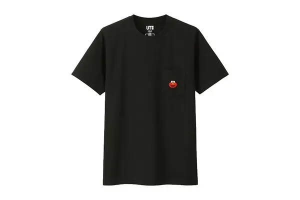 KAWS X Uniqlo X Sesame Street Elmo Pocket Tee Shirt - Black