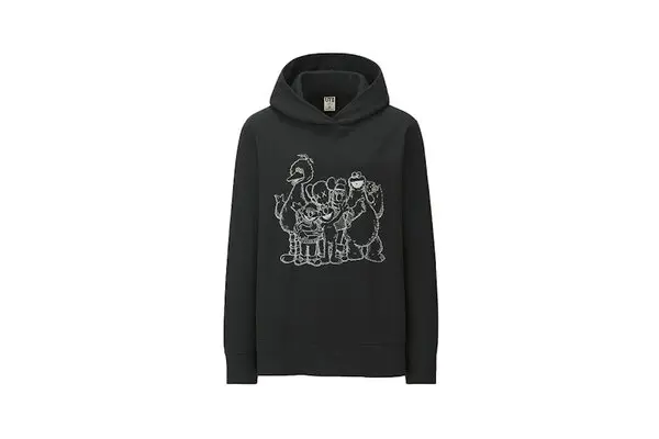 KAWS X Uniqlo X Sesame Street Group #2 Outline Hoodie - Black
