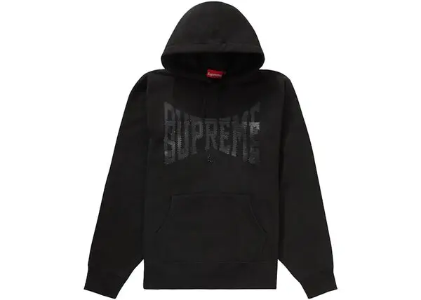 Supreme Rhinestone Shadow Hooded Sweatshirt - Black