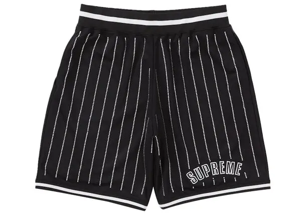 Supreme Rhinestone Stripe Basketball Short - Black