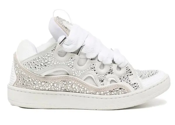 スニーカー LANVIN Woman Sneakers White FWSKDK0ANAMEA23 00M1 Lanvin Curb Sneaker - White/Rhinestone/Cream | Editorialist