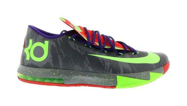 Nike Kd 6 Energy Sneakers - Cool Grey/electric Green/bright Crimson