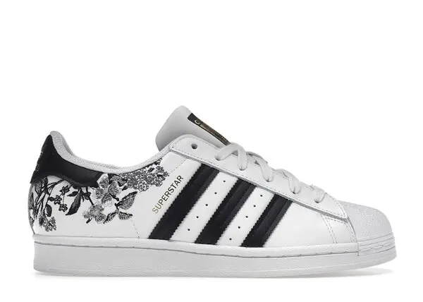 Adidas Superstar Floral Sneakers - Cloud White/core Black/gold Metallic