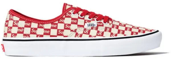 VANS Authentic Supreme Checkerboard Sneakers - Red/white