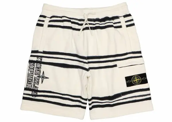 Supreme Stone Island Warp Stripe Sweatshort - White