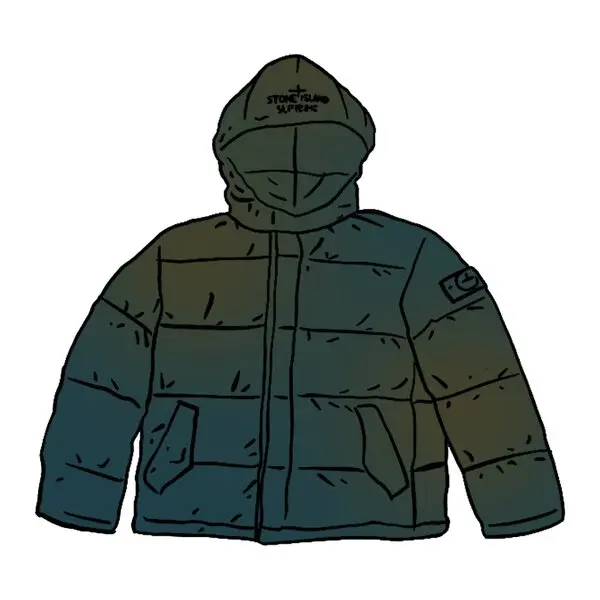 Supreme Stone Island Painted Camo Crinkle Down Jacket - Dark Teal