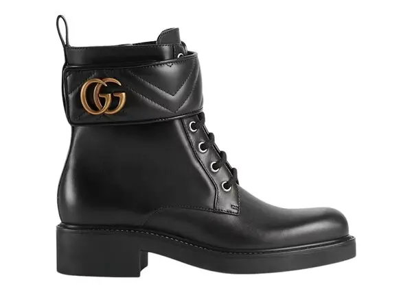 Gucci Double G 40mm Ankle Boot - Black/gold