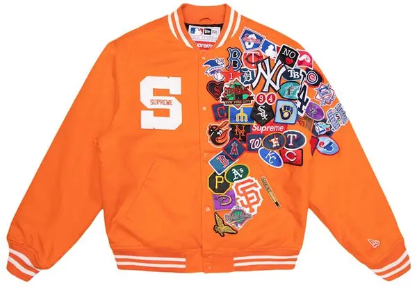Supreme X New Era Mlb Varsity Jacket - Orange