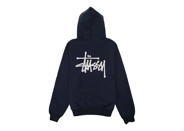 StÜssy Basic Hoodie - Navy Blue/white