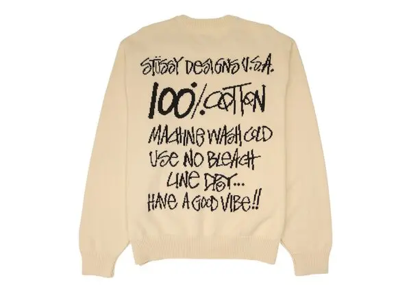 StÜssy Care Label Crewneck Sweater - Natural