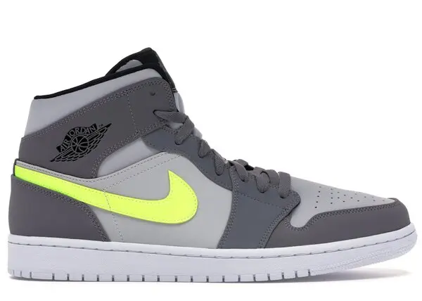 JORDAN Air 1 Mid Sneakers - Gunsmoke/volt/neutral Grey