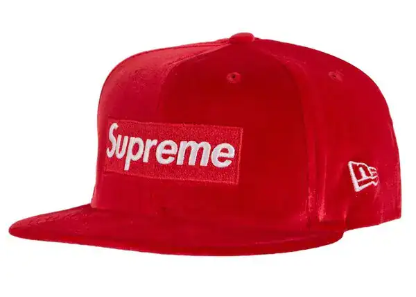 Supreme Velour Box Logo New Era Cap - Red | Editorialist