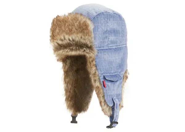 Supreme Velvet Patterned Trooper Hat - Light Blue
