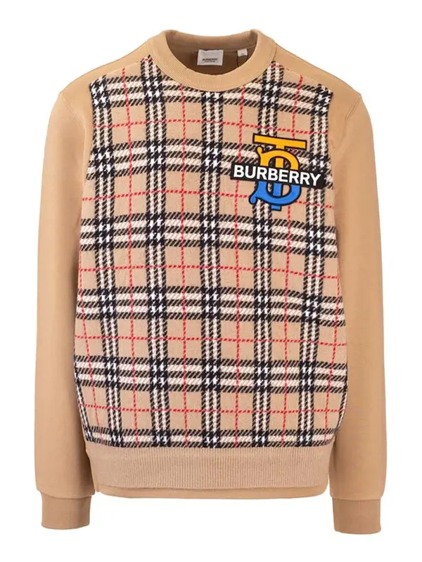 Burberry Monogram Motif Check Panel Sweatshirt