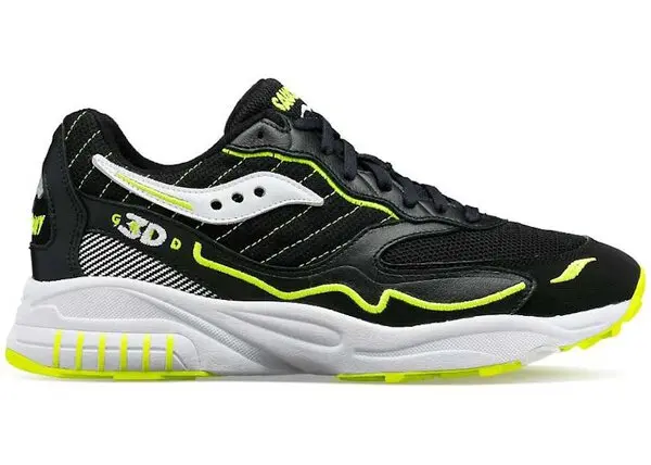 Saucony 3d Grid Hurricane Sneakers - Black/white/acid Yellow
