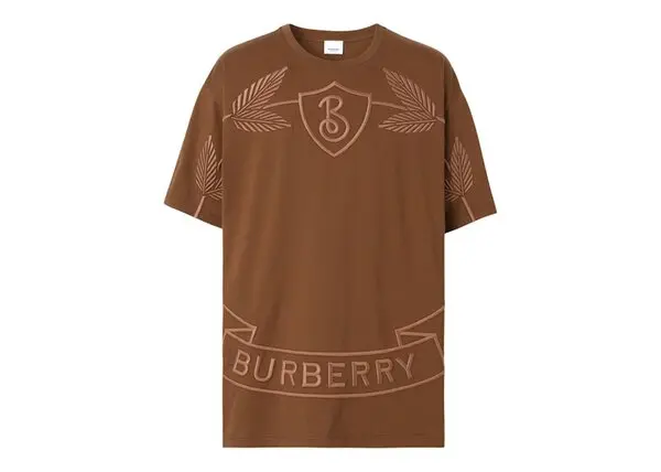 Burberry Oak Leaf Crest Cotton Tee Shirt - Dark Birch Brown