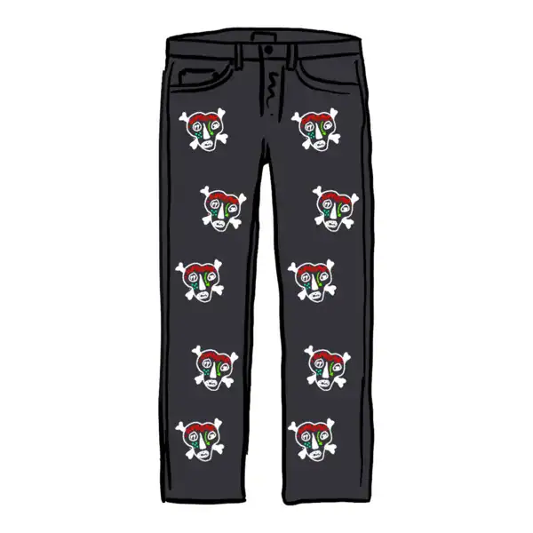 Supreme Clayton Patterson Skulls Embroidered Regular Jean Black