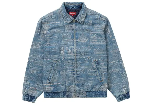 Supreme Checks Embroidered Denim Jacket - Blue