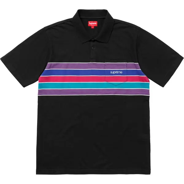 Supreme Chest Stripes Polo Shirt - Black