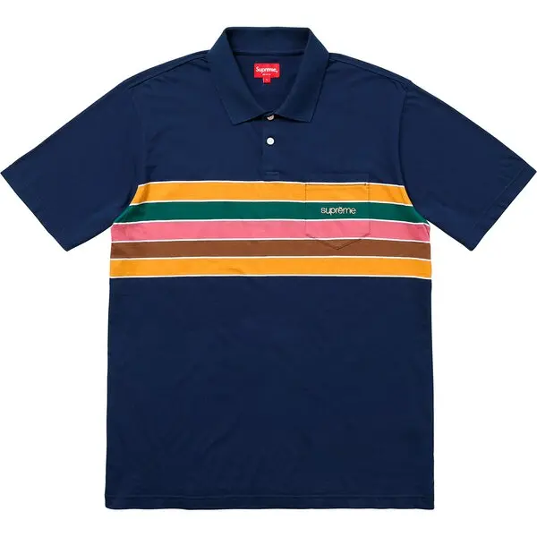 Supreme Chest Stripes Polo Shirt - Aqua